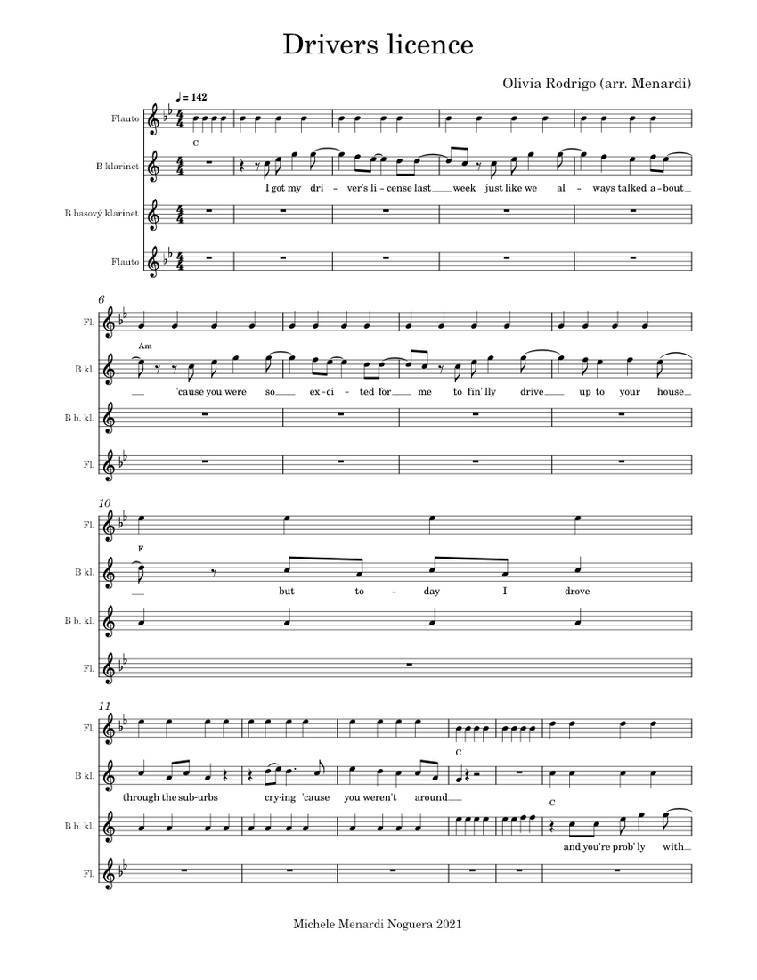 Drivers License – Olivia Rodrigo Drivers licence Sheet Music for ...