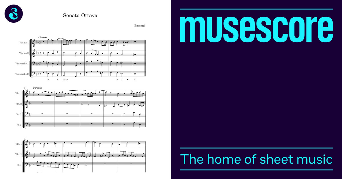 Sonata Ottava - Bassani Sheet Music for Violin, Cello (Mixed Quartet) | MuseScore.com