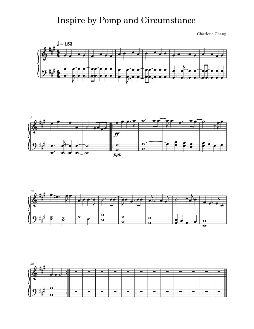 Inspire by Pomp and Circumstance Sheet music for Piano (Solo) Easy ...