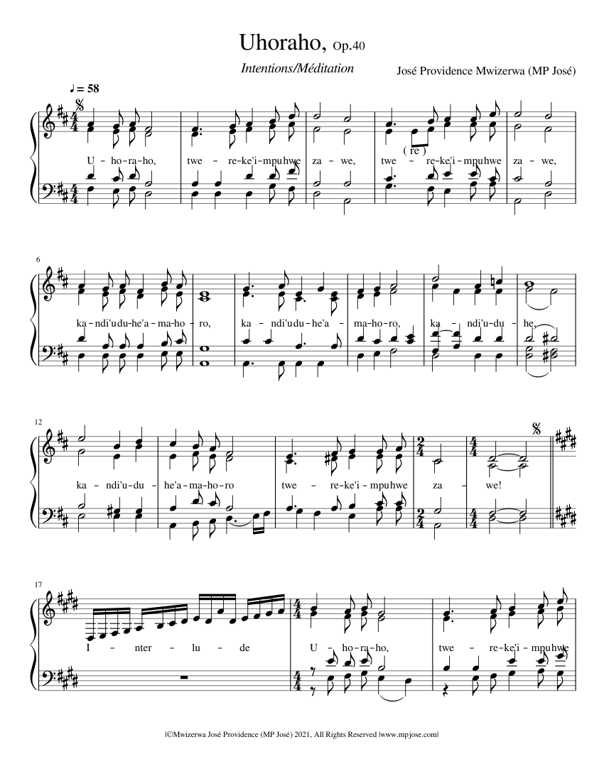 Uhoraho, op.40 - MP José Sheet music for Viola (Choral) | Musescore.com