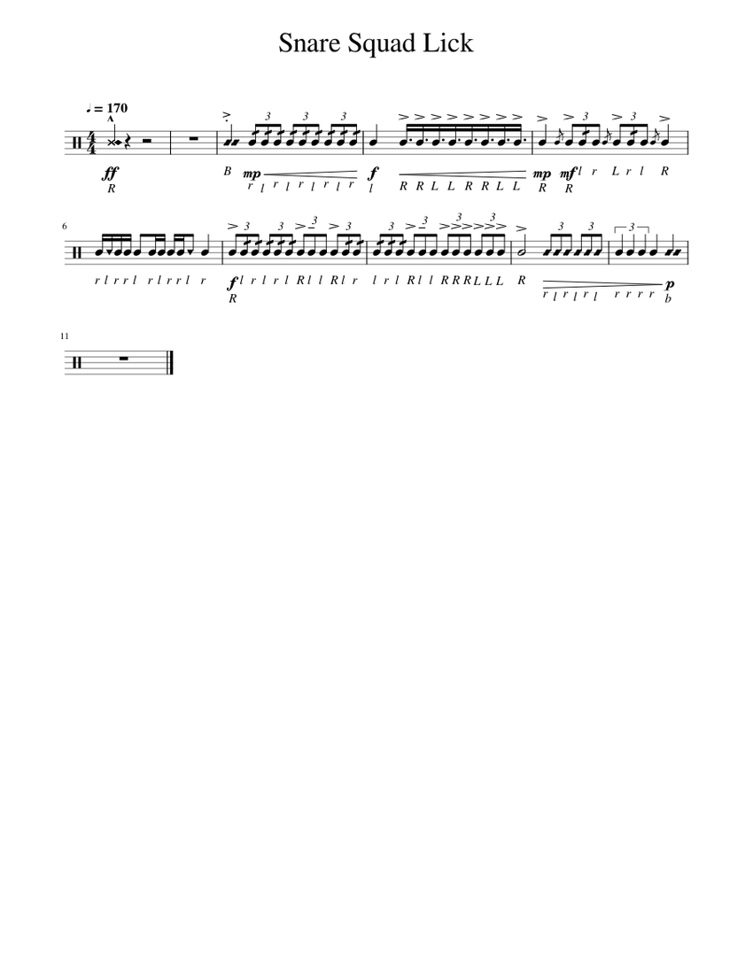 Snare Squad Lick Sheet music for Snare drum (Solo) | Musescore.com