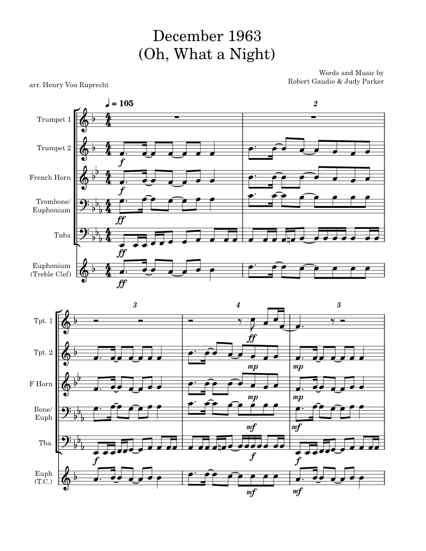 December, 1963 – The Four Seasons Sheet music for Trombone, Euphonium ...