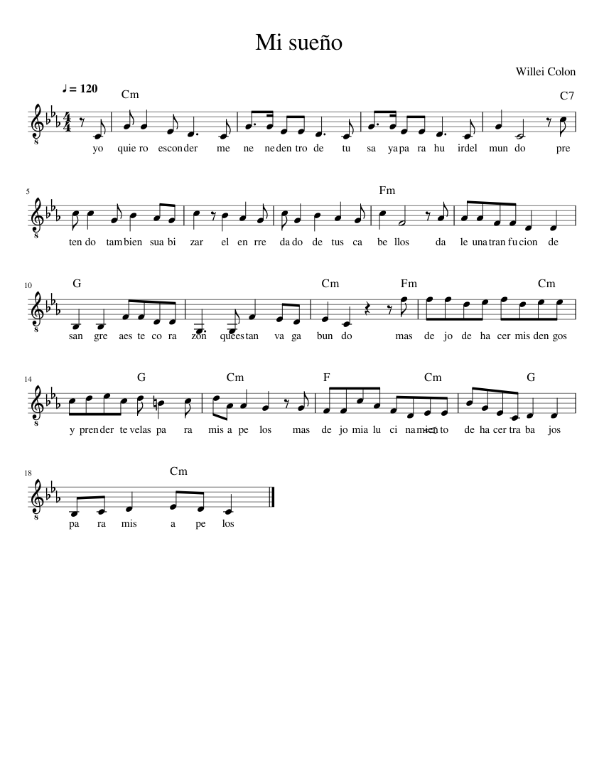 Mi Sueño Sheet Music For Tenor Solo Musescore