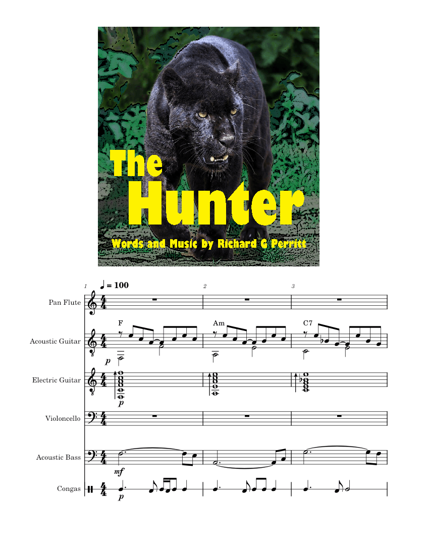 The Hunter Sheet music for Cello, Guitar, Bass guitar, Flute other ...