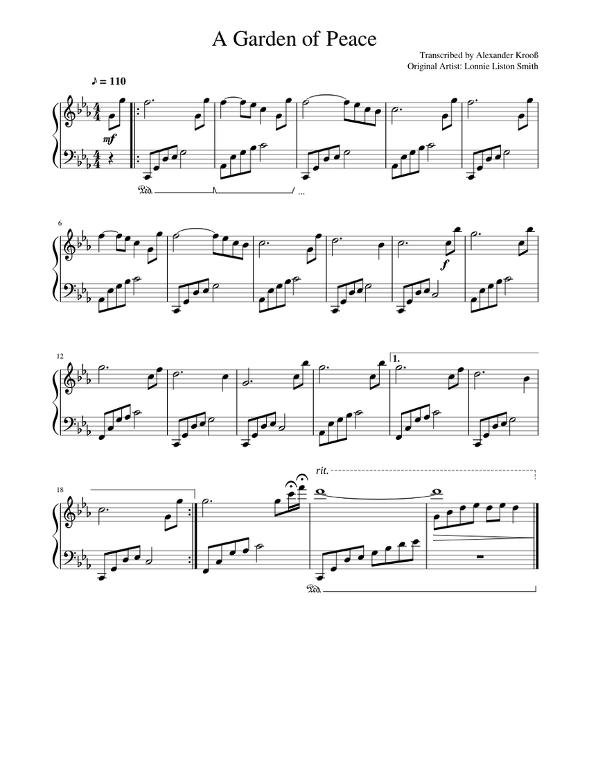 A Garden Of Peace Sheet Music for Piano (Solo) easy | MuseScore.com