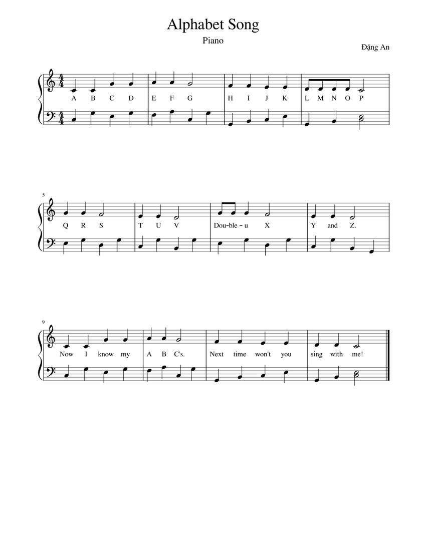 Alphabet Song Sheet music for Piano (Solo) | Musescore.com