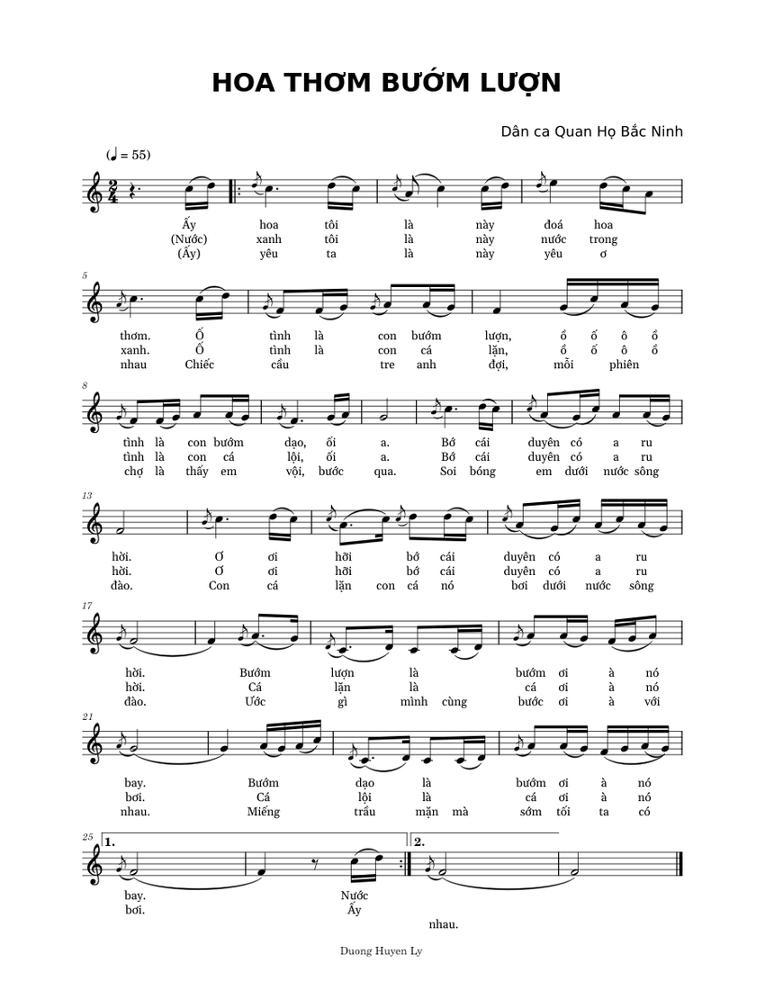 HOA THƠM BƯỚM LƯỢN (Đàn Bầu - Lyrics) - piano tutorial