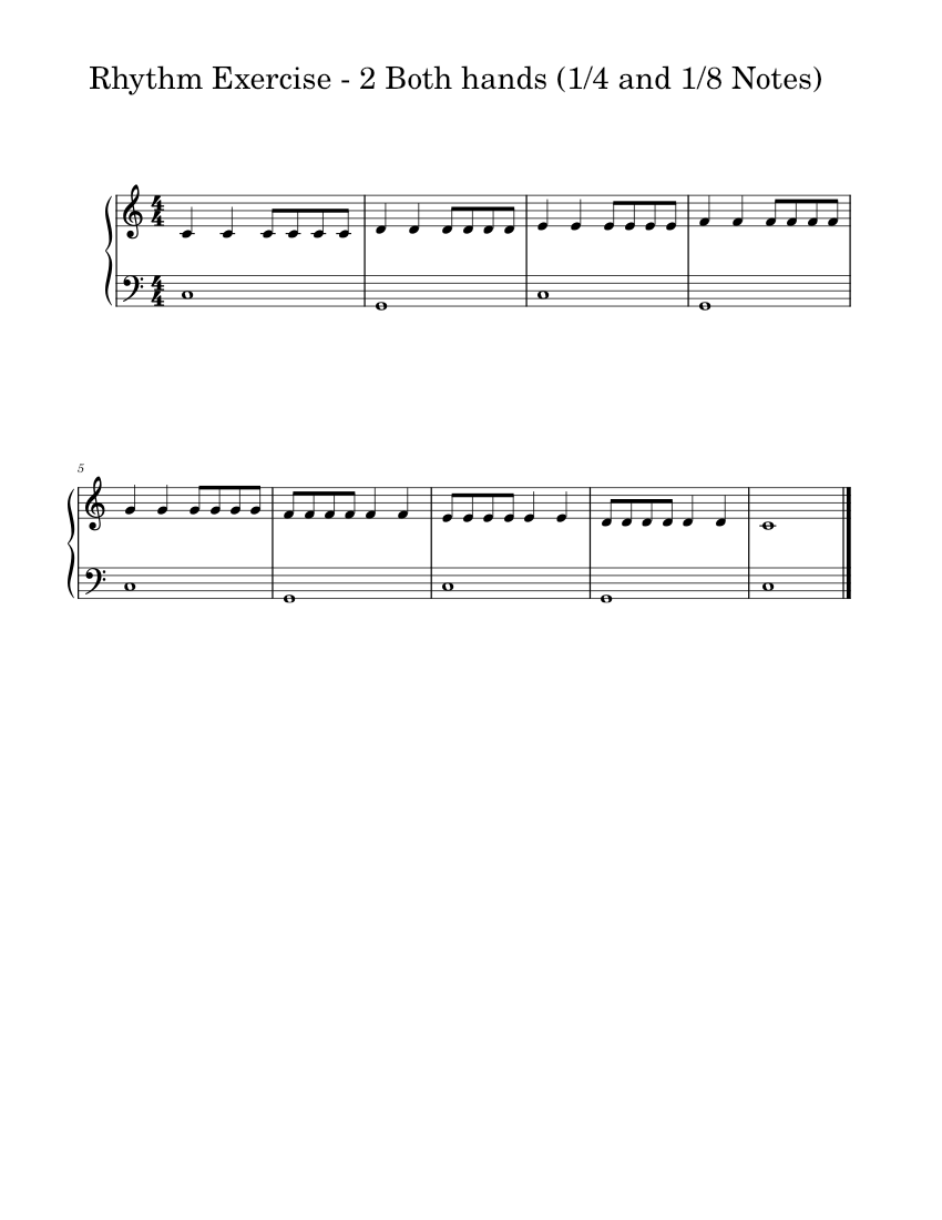Rhythm Exercise for Both hands Eighth and Quarter Notes Sheet music for ...