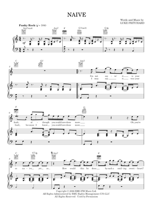 Play Official version of Naive Sheet Music by The Kooks for Piano ...