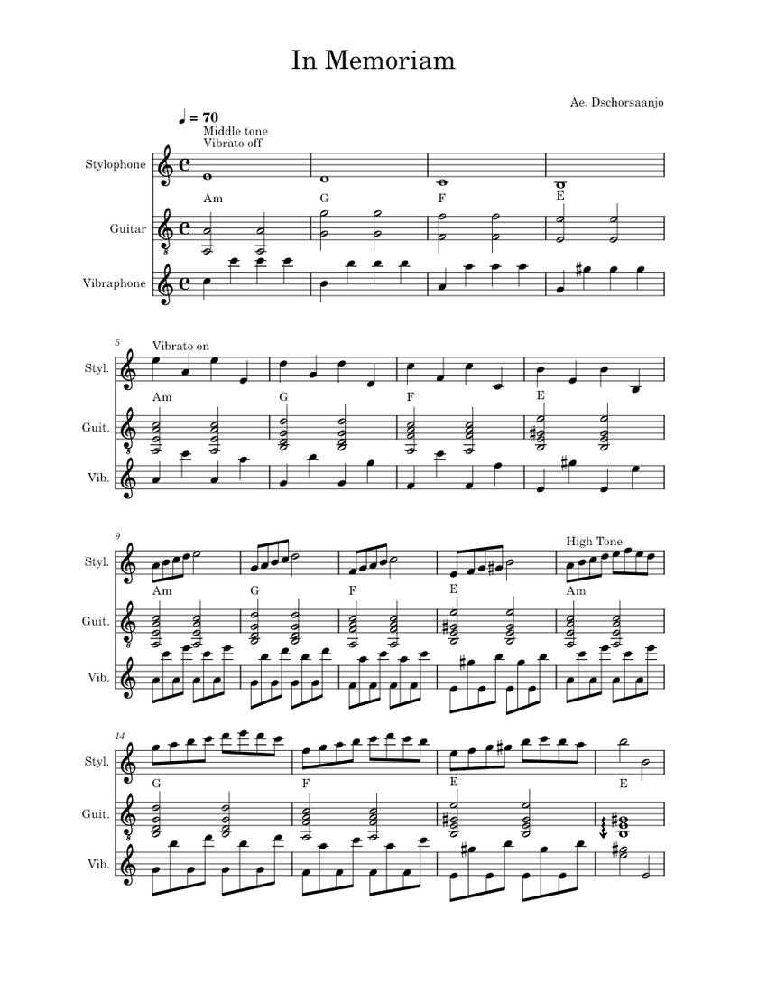 In Memoriam – Ae. Dschorsaanjo In Memoriam Sheet music for Vibraphone ...