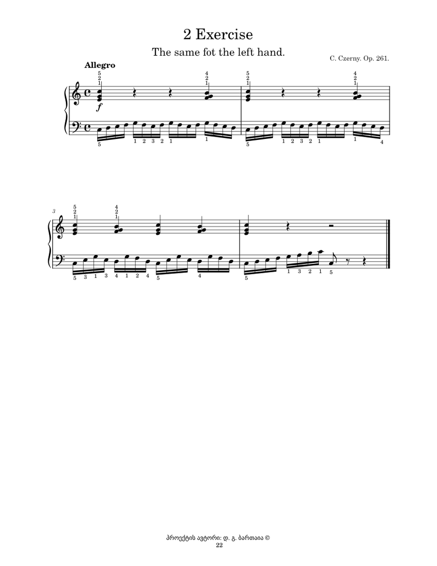 Op. 261. 101 Exercises – Carl Czerny 2 Exercise Sheet Music for Piano ...