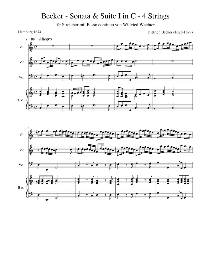 Becker - Sonata & Suite I - 4 Cello Sheet music for Harpsichord, Violin ...