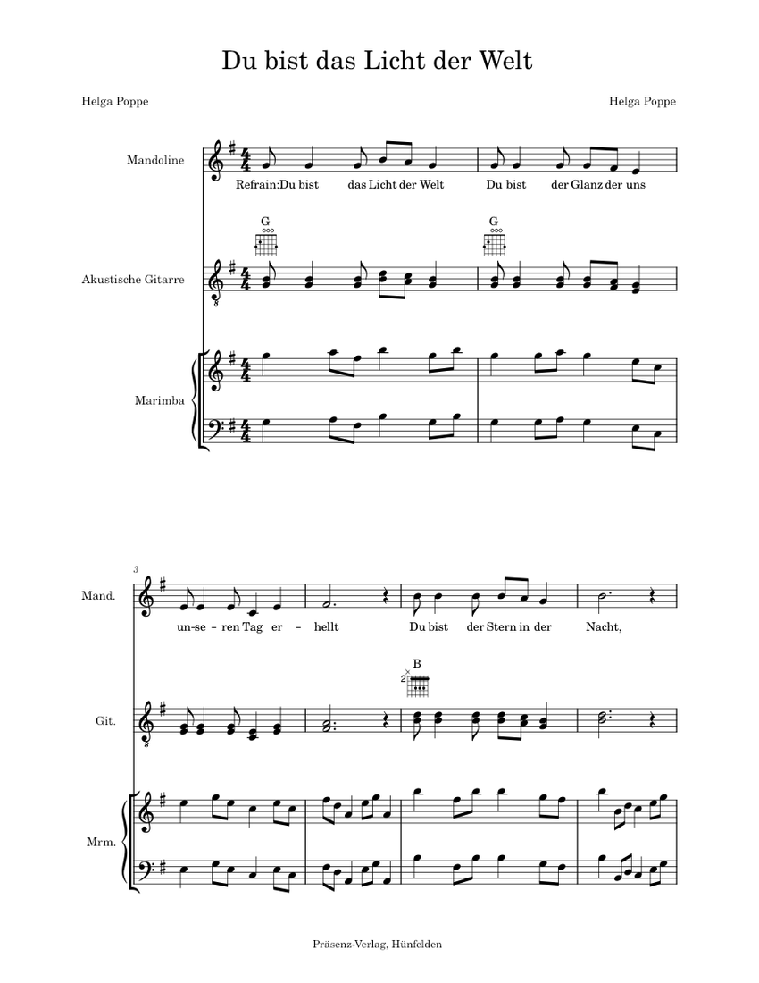 Du_bist_das_Licht_der_Welt Sheet music for Guitar, Marimba, Mandolin (Mixed Trio) | Musescore.com