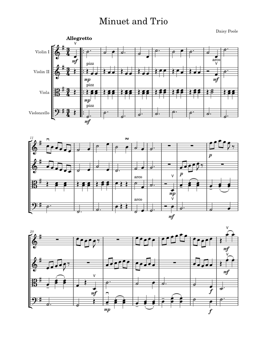 Minuet and Trio - Daisy Poole Sheet music for Violin, Viola, Cello ...