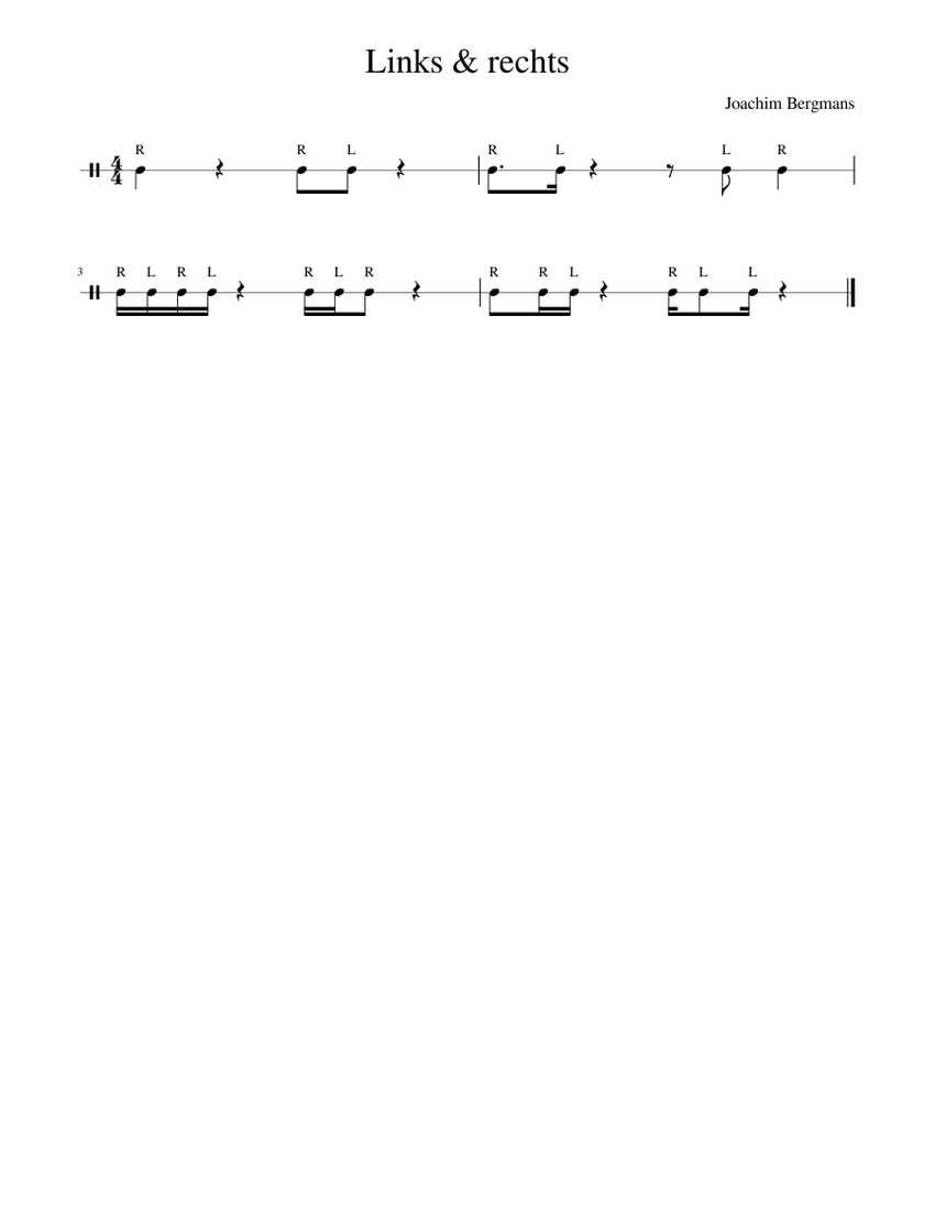 Links & rechts Sheet music for Snare drum (Solo) | Musescore.com