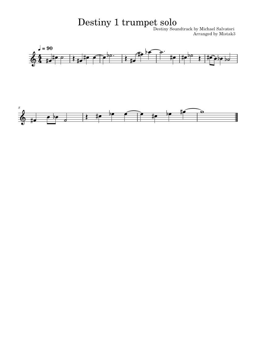 Destiny 1 Trumpet solo Sheet Music for Trumpet in b-flat (Solo ...