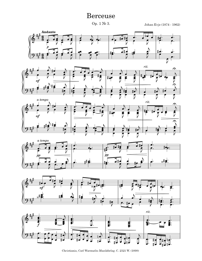 Berceuse Sheet music for Piano (Solo) | Musescore.com