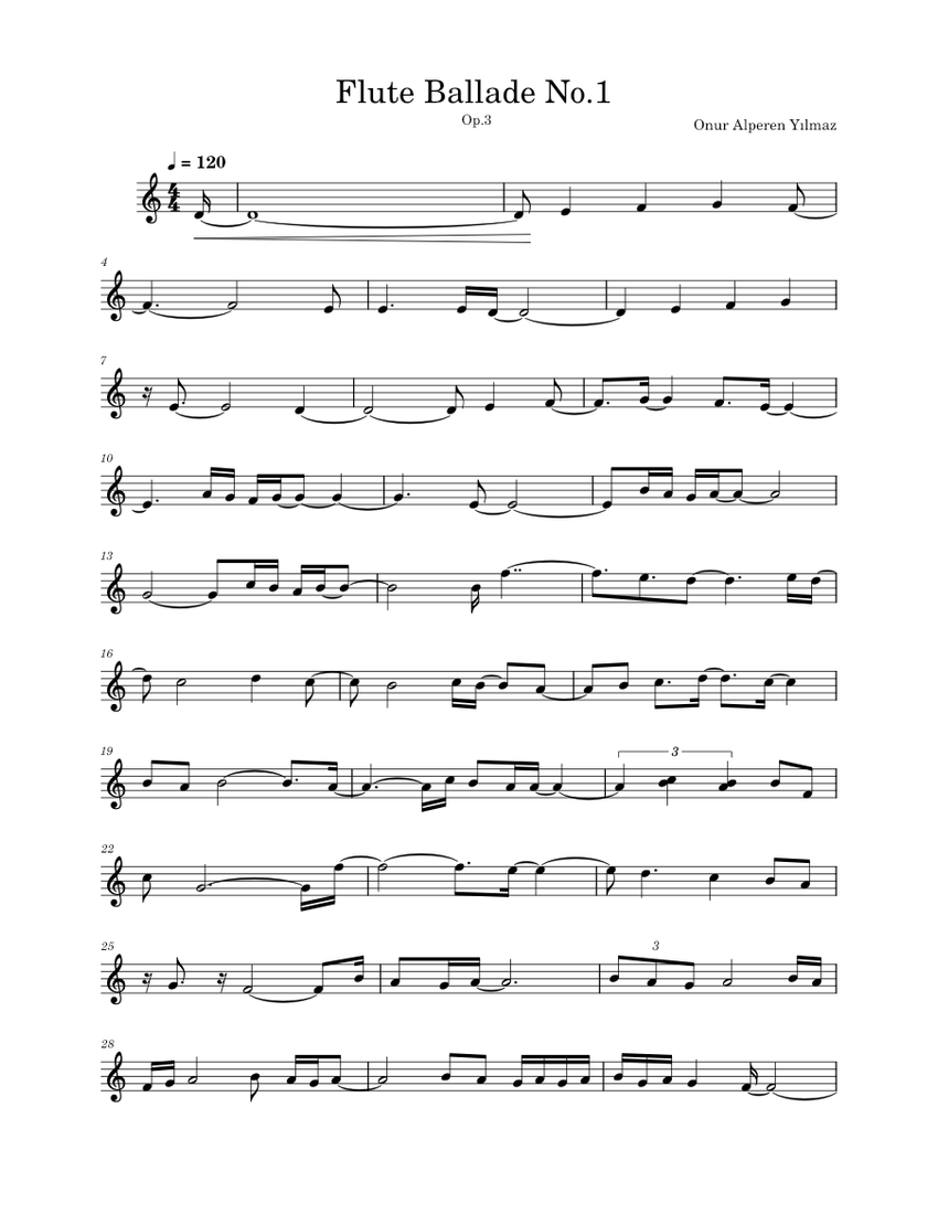 Flute Ballade No.1 Sheet Music for Flute (Solo) | MuseScore.com