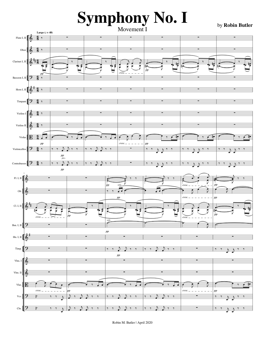 Symphony No. 1 - Movement 1 | Robin Butler Sheet music for Flute, Oboe, Clarinet in b-flat ...