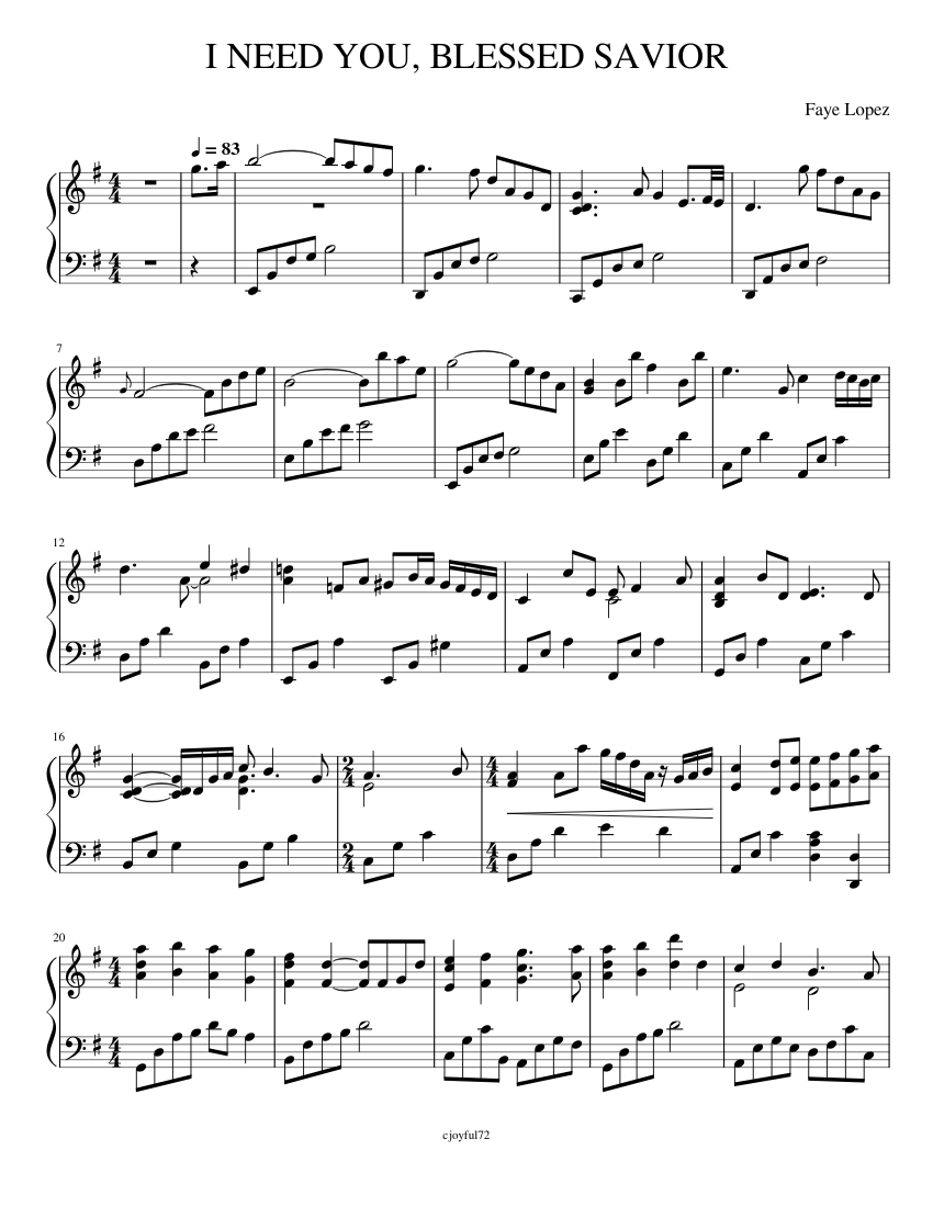 I_NEED_YOU,_BLESSED_SAVIOR accompaniment Sheet music for Piano (Solo ...