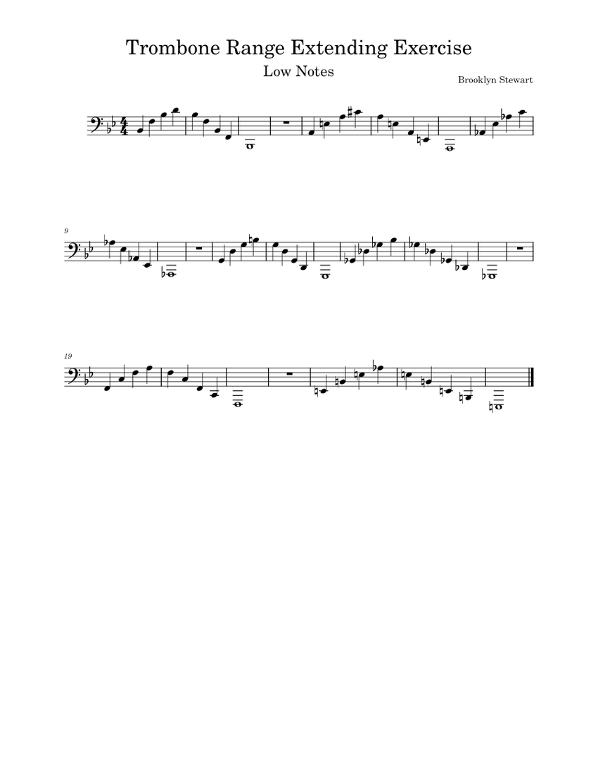 Trombone Range Extending Exercise Sheet Music for Piano (Solo) Easy ...
