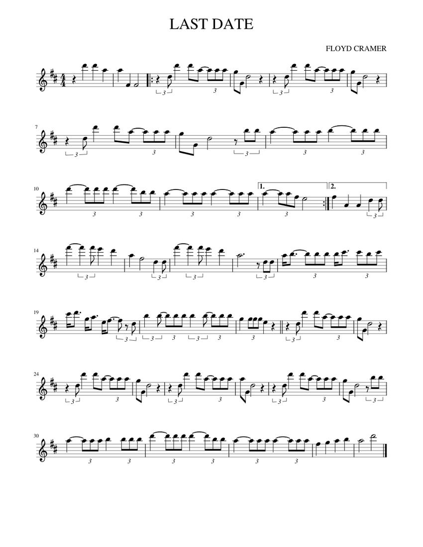 LAST DATE Sheet Music for Piano (Solo) Easy | MuseScore.com