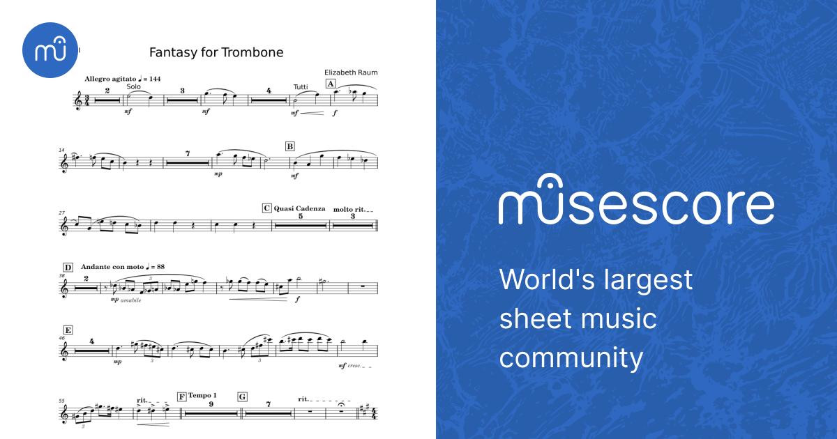 Fantasy for Trombone - Elizabeth Raum Sheet music for Oboe (Solo) | Musescore.com
