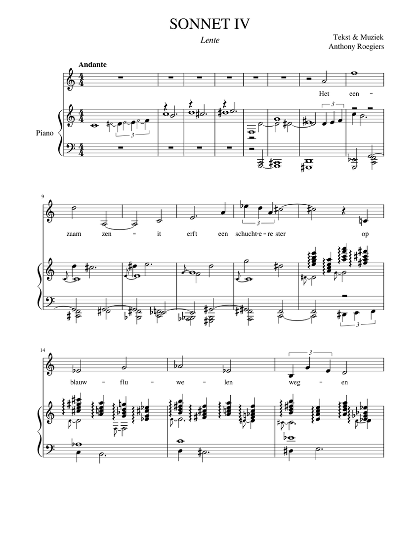 5 Sonnetten : Sonnet IV (Lente) Sheet music for Piano, Violin (Solo) | Musescore.com