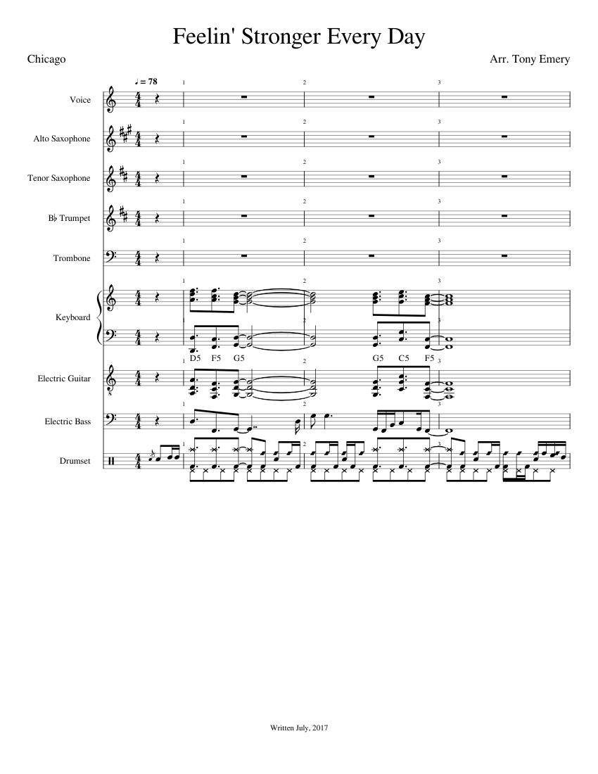 Feelin Stronger Every Day - Chicago Sheet music for Piano, Trombone ...