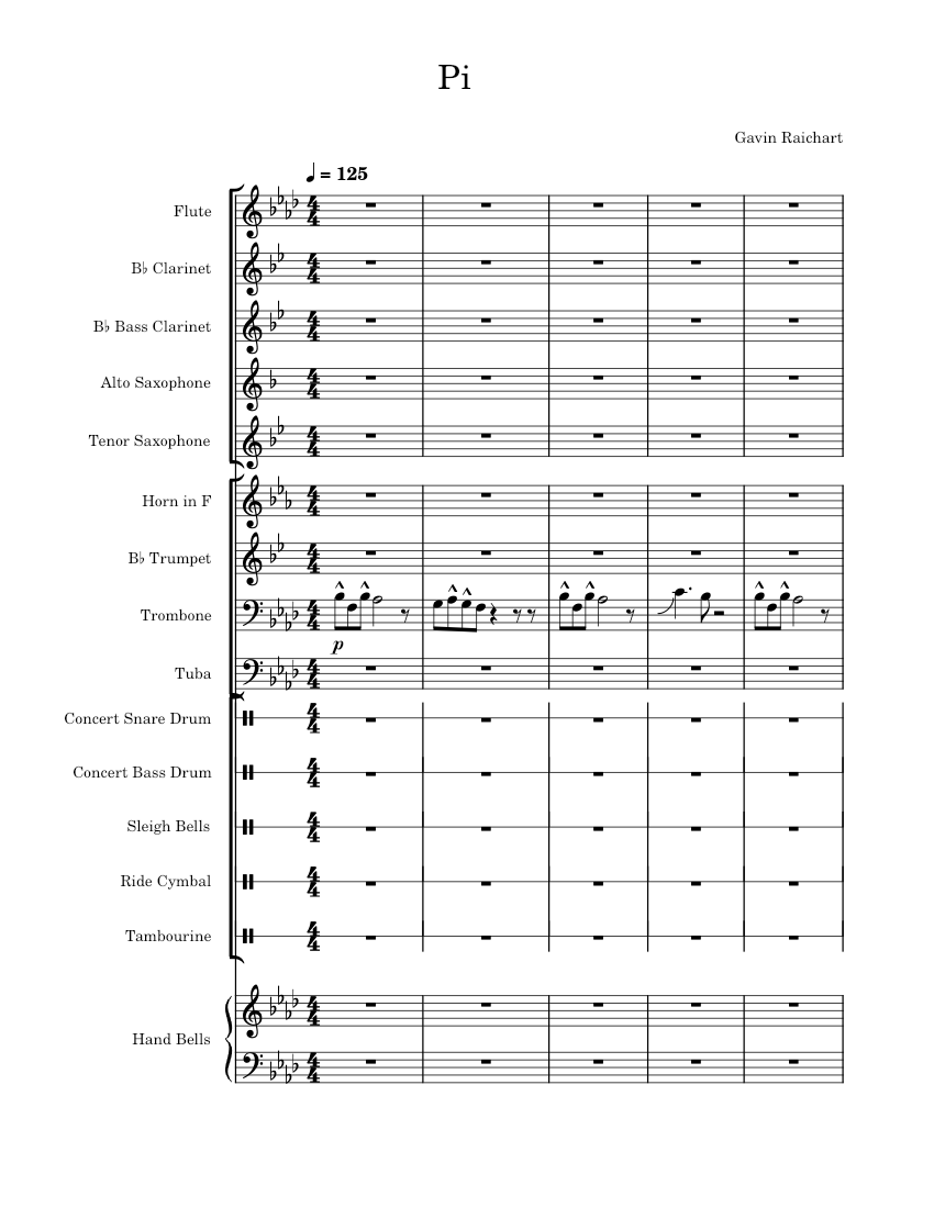 Pi Sheet music for Trombone, Tuba, Tambourine, Flute & more instruments ...