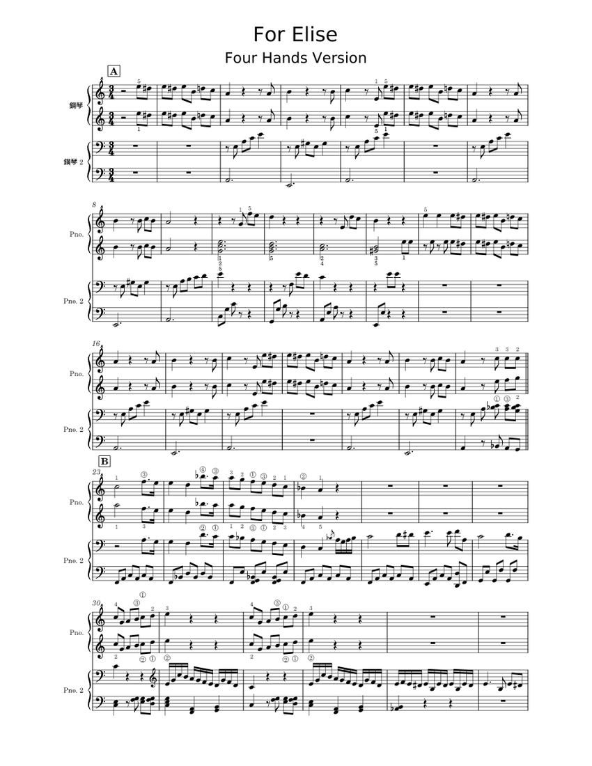 For Elise – Ludwig van Beethoven Beethoven - For Elise Sheet music for ...