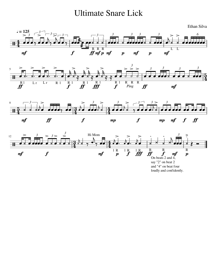 Ultimate Snare Lick Sheet music for Snare drum (Solo) | Musescore.com