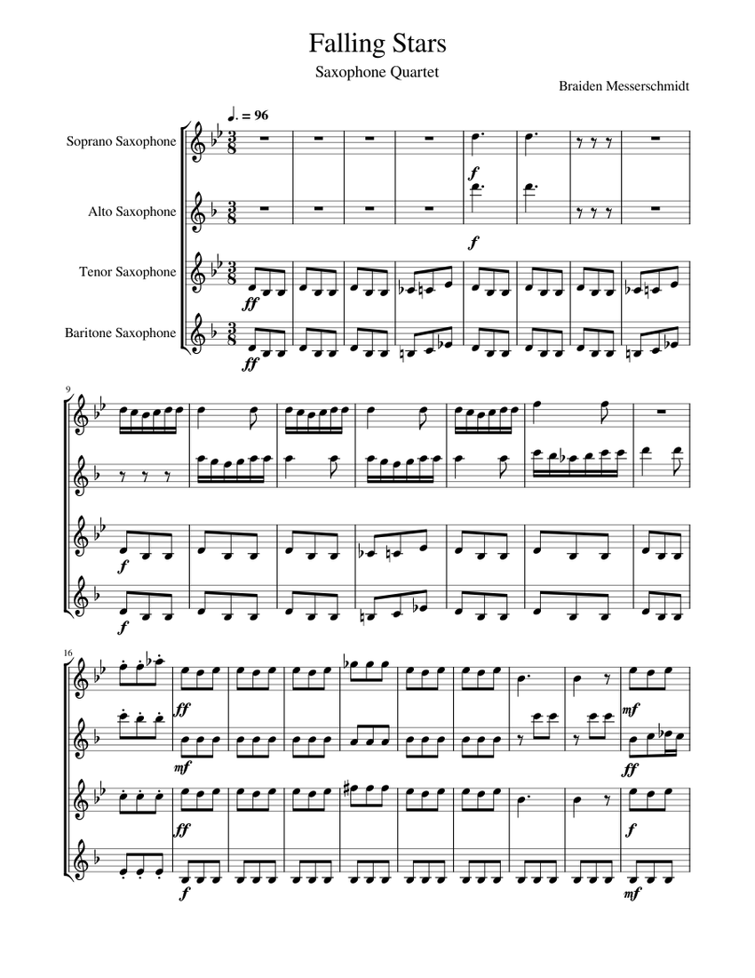 Falling_Stars (1) Sheet music for Saxophone alto, Saxophone tenor ...