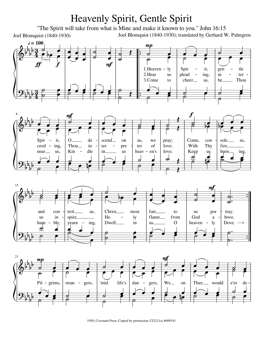 Heavenly Spirit, Gentle Spirit Sheet Music for Piano (Solo) easy ...