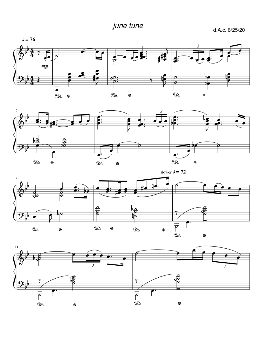 june tune Sheet Music for Piano (Solo) | MuseScore.com