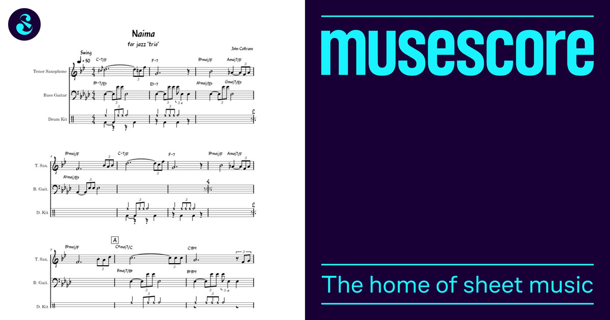Naima - John Coltrane Sheet music for Saxophone tenor, Bass guitar ...