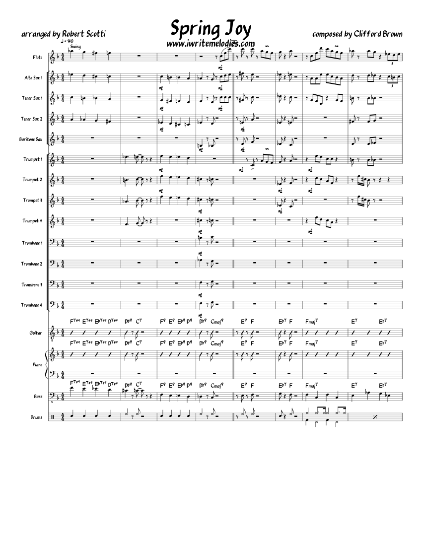 Joy Spring Sheet music for Piano, Trombone, Flute, Saxophone alto ...