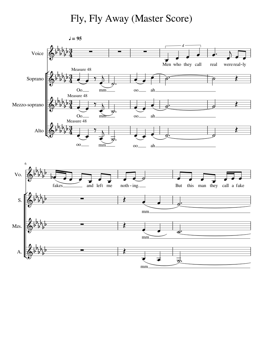 Fly Fly Away Master Score Sheet music for Soprano, Alto, Tenor, Bass ...