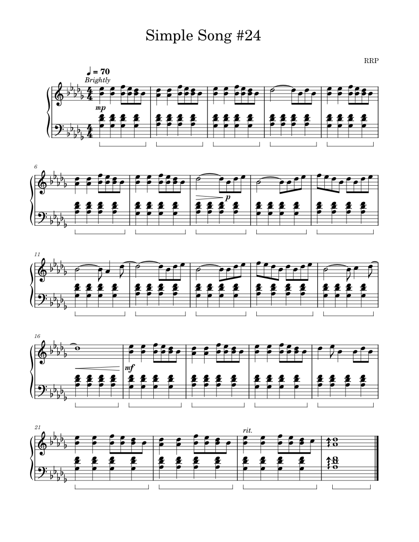 Simple Song #24 Sheet music for Piano (Solo) | Musescore.com