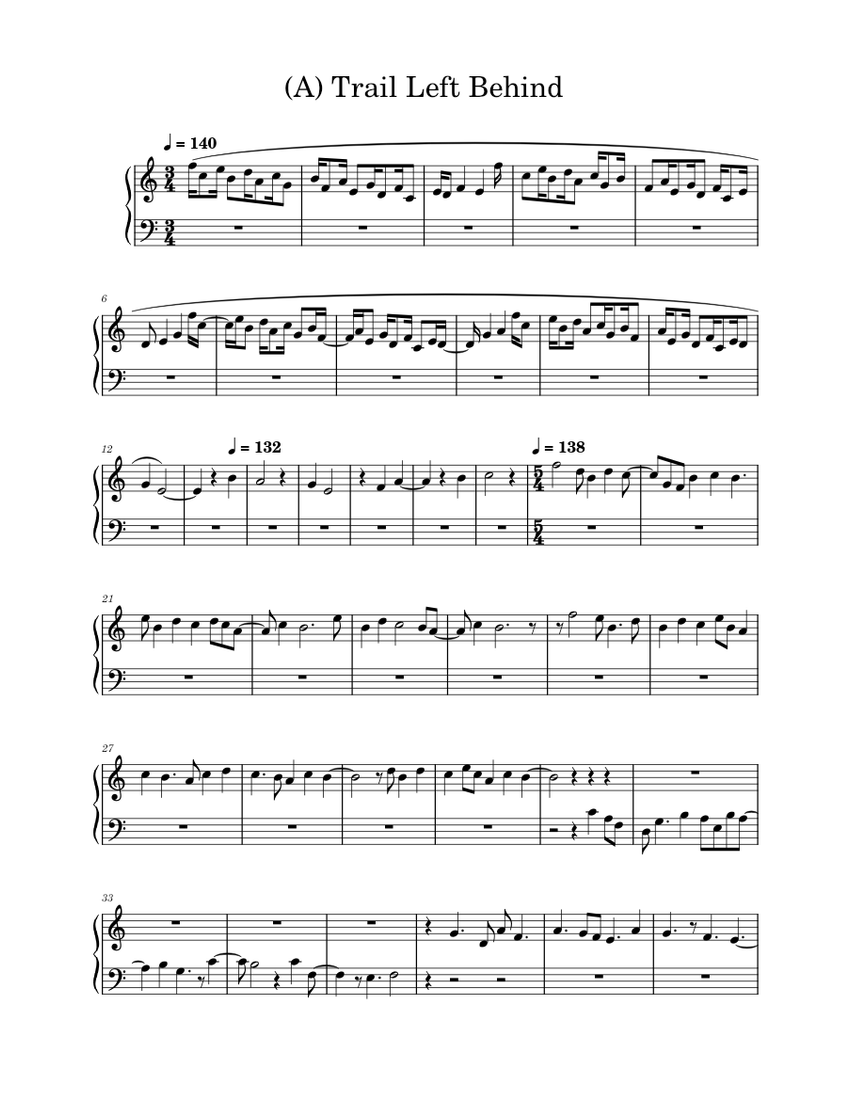 (A)_Trail_Left_Behind Sheet Music for Piano (Solo) Easy | MuseScore.com