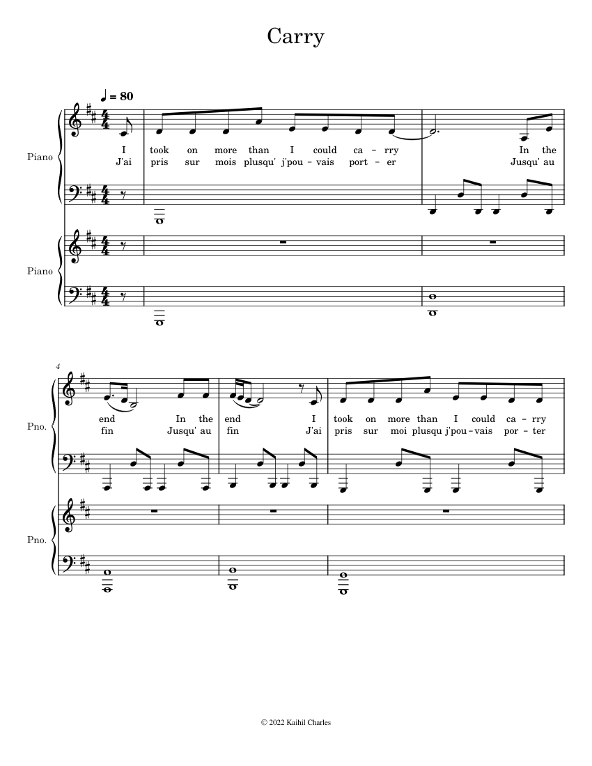 Carry Sheet music for Piano (Piano Duo) | Musescore.com