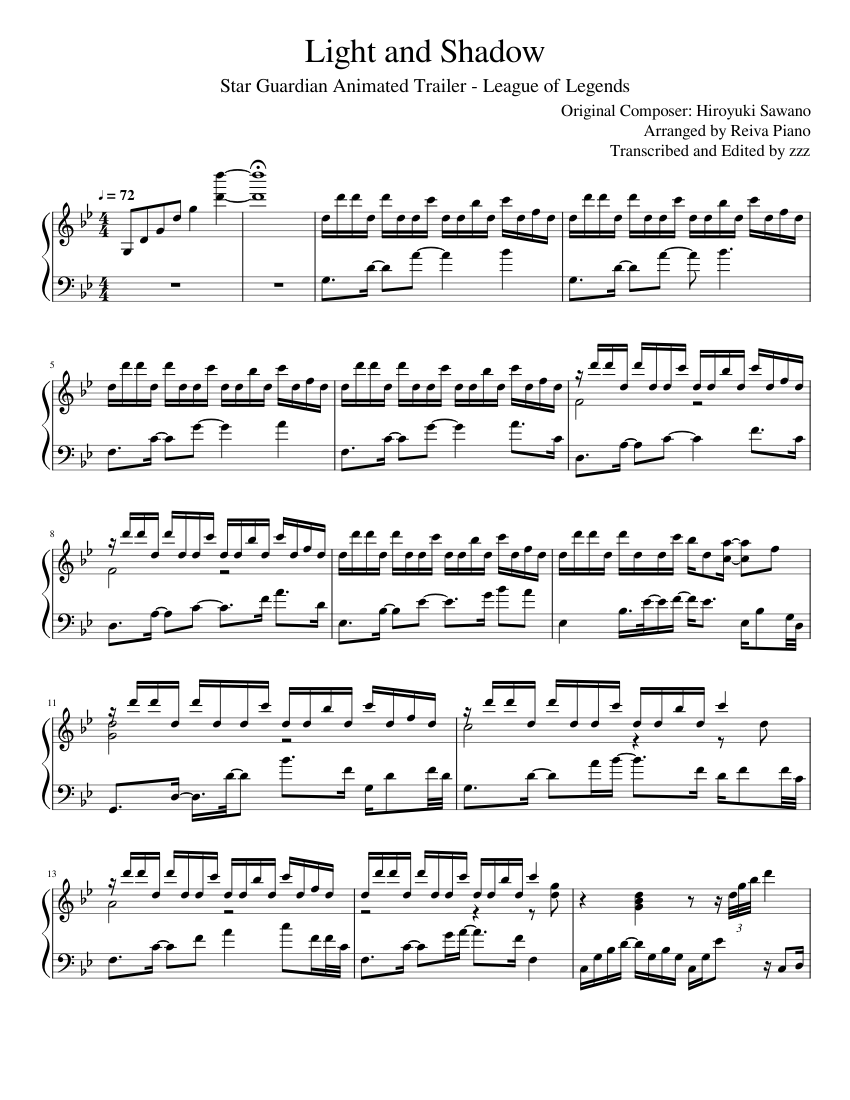 Light and Shadow - League of Legends ( Star Guardian 2019 ) Sheet Music ...