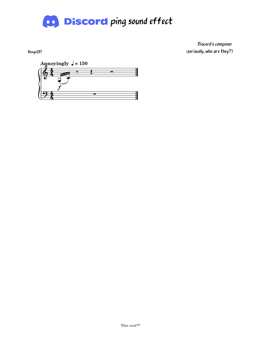 Discord ping sound effect Sheet Music for Synthesizer (Solo ...