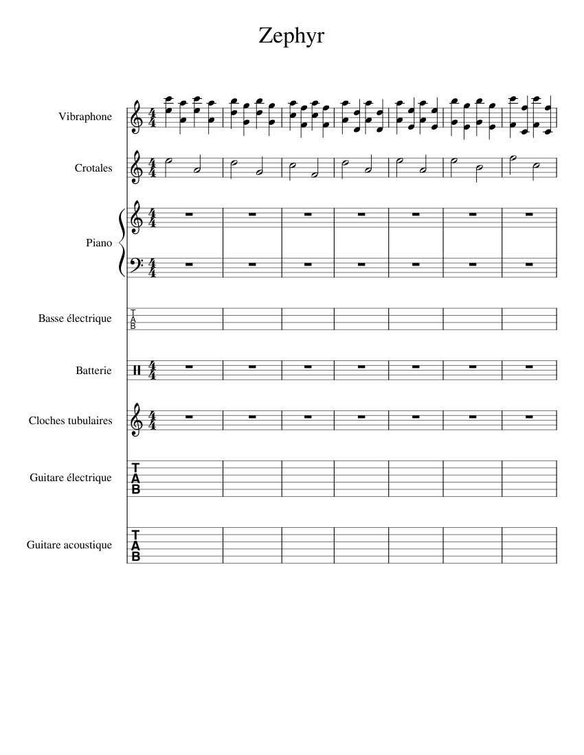 Zephyr Sheet music for Piano, Vibraphone, Guitar, Bass guitar & more ...
