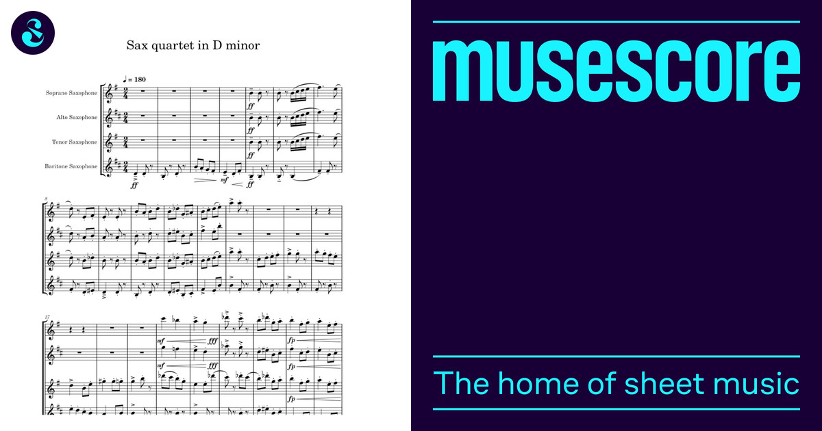 Sax quartet in d minor Sheet Music for Saxophone alto, Saxophone tenor ...