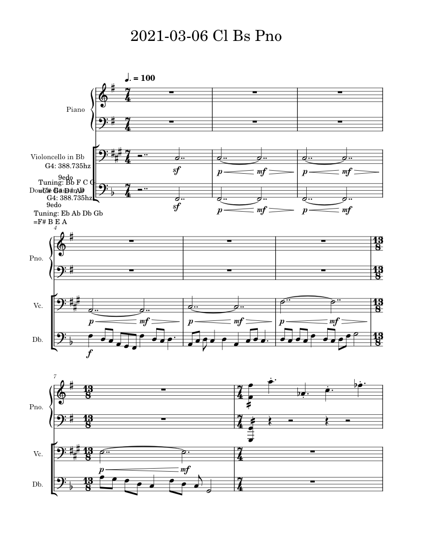 2021-03-06 Cl Bs Pno Sheet music for Piano, Contrabass, Cello (Mixed ...