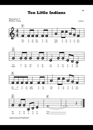 Ten Little Indians Sheet Music for Piano (Solo) easy | MuseScore.com