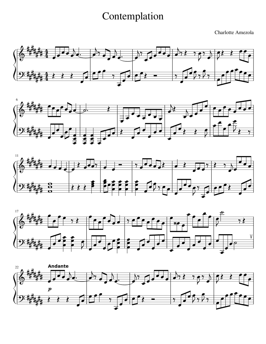 Contemplation Sheet music for Piano (Solo) Easy | Musescore.com