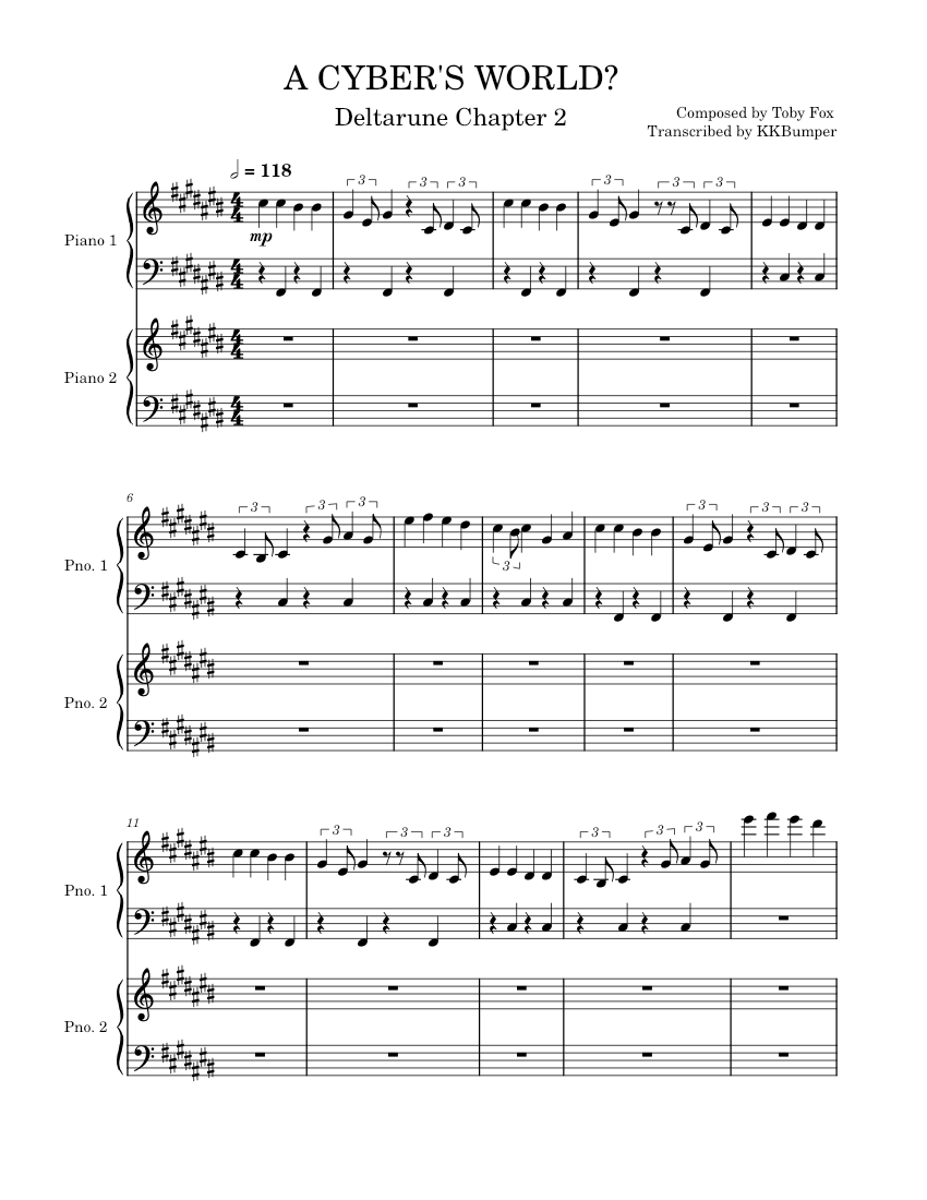 A CYBER'S WORLD Sheet music for Piano (Piano Duo) | Musescore.com