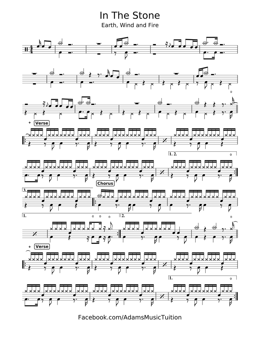 Earth, Wind & Fire - In The Stone Sheet Music for Drum group (Solo ...